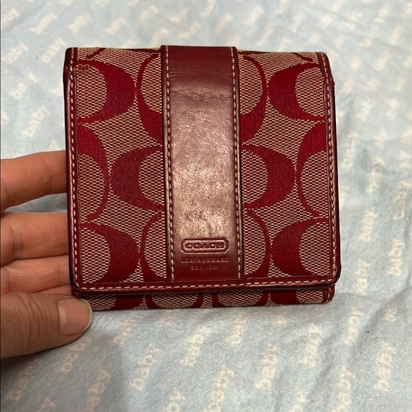 Coach | Bags | Coach Signature Red And Beige Wallet | Poshmark